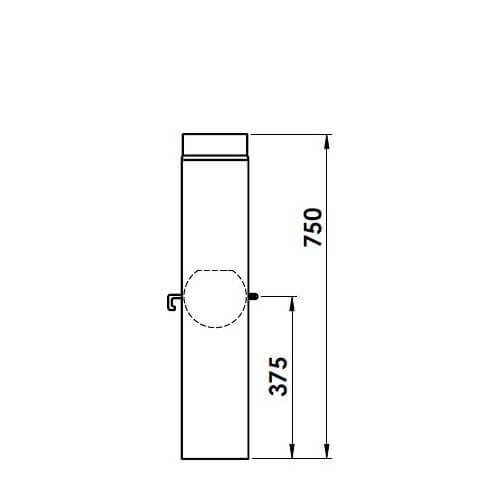 Suitsutoru Siiber/pöördklapp PARKANEX D200mm 0,75m - Kaminakoda